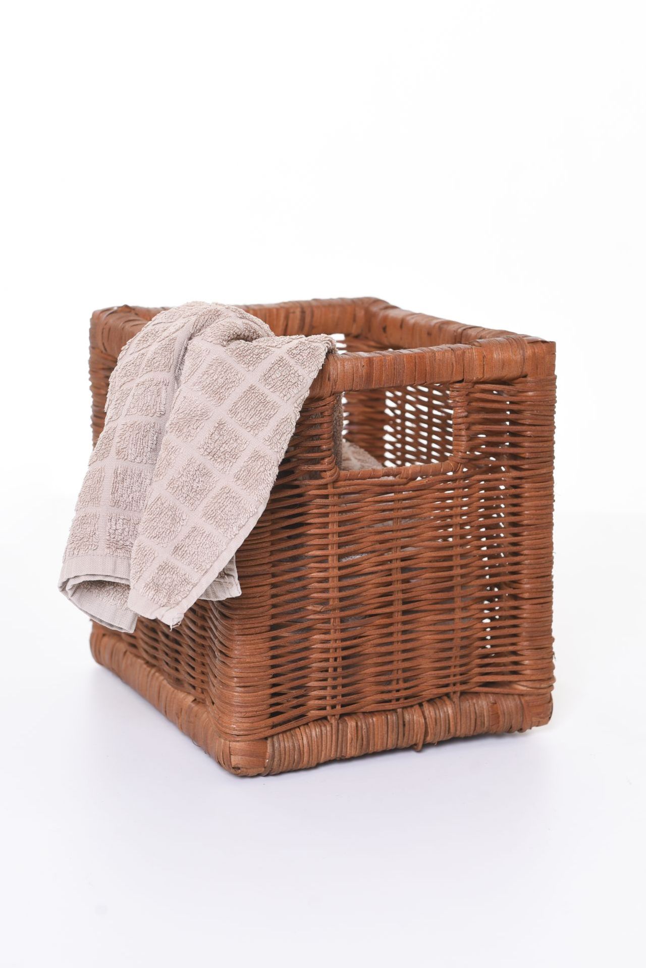 Regalkorb Rattan Attraktiv geflochten Braun Quadratisch | VIVANNO