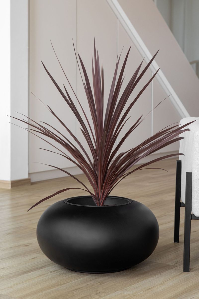 Pflanzkübel Blumentopf rund Fiberglas VIGLIA Schwarz Matt ...