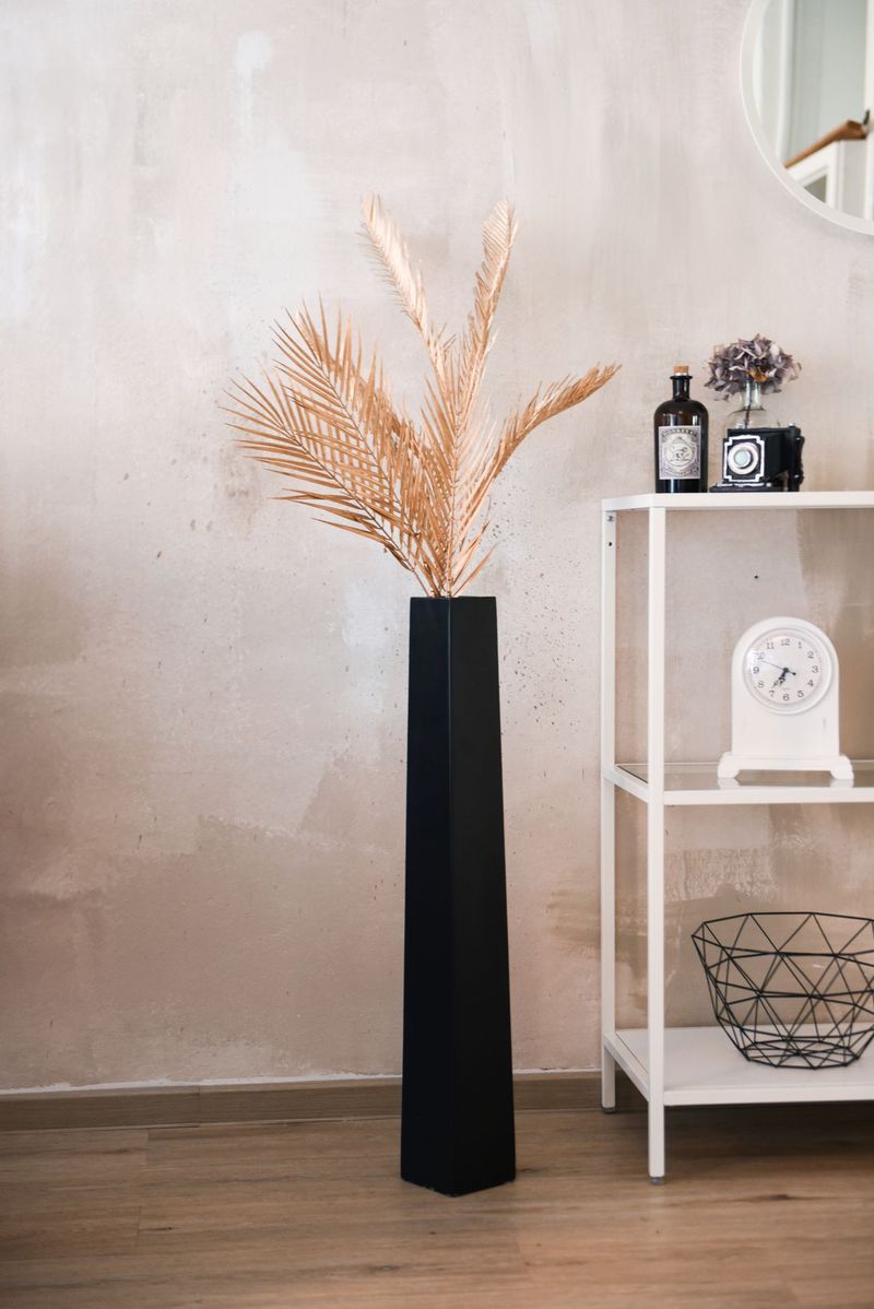 Bodenvase Standvase Fiberglas Schwarz Matt OBELISK | 11x11x80 cm ...